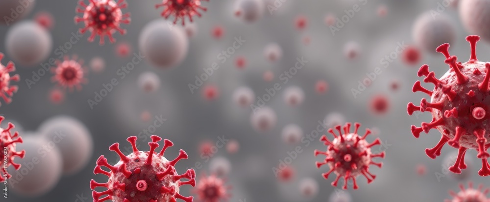 Microscopic view of HMPV Human metapneumovirus viruses potentially ...