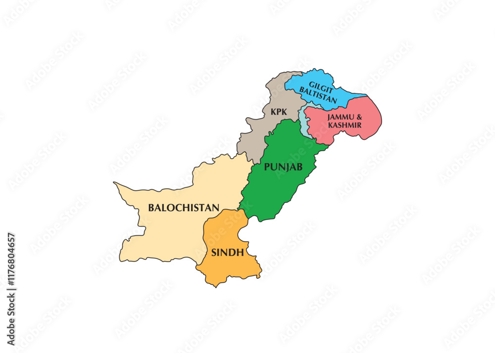 Pakistan Map with provinces vector illustration design. Pakistan flag ...