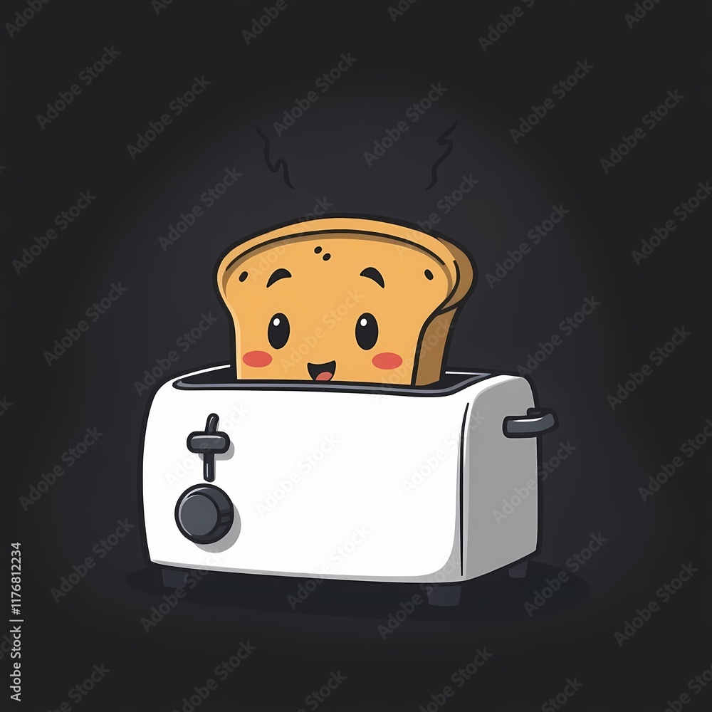 Toasty Delight: A cartoon illustration of a smiling slice of bread ...