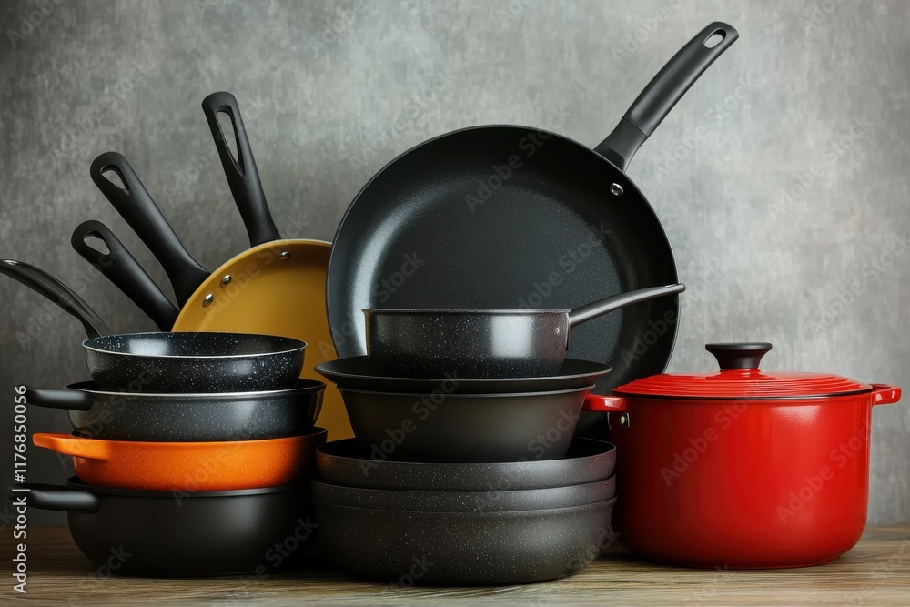 A Comprehensive View of Various Frying Pans Stacked Together for ...