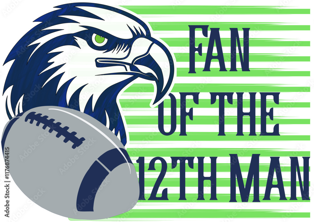 Fan of the 12 th man - Navy blue and neon green football player ball ...