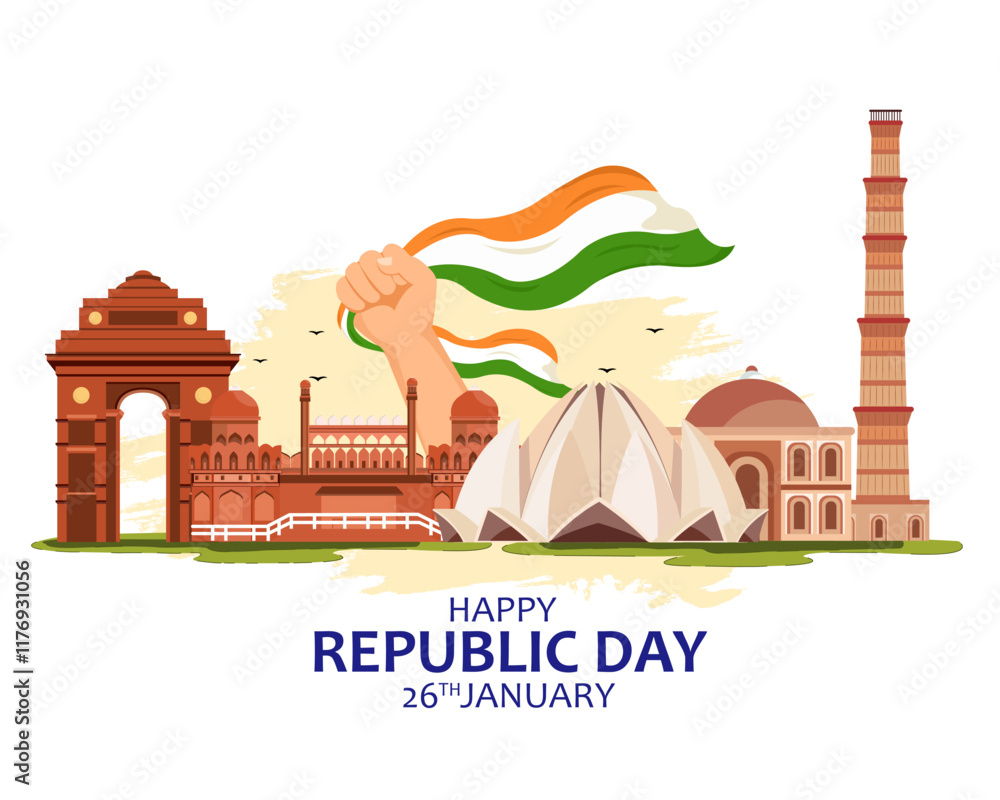 26 january republic day of india celebration with Indian monuments ...