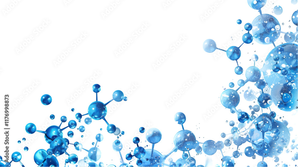 Molecular background nanotechnology png border in blue with blank space ...