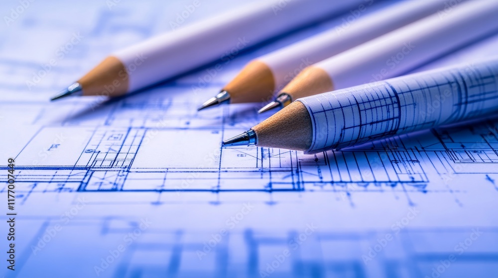 Blueprint architecture drawing for building detailed with layout ...