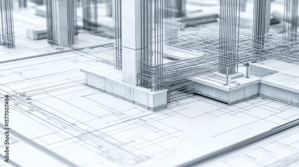 Blueprint of reinforced concrete columns steel reinforcements and ...