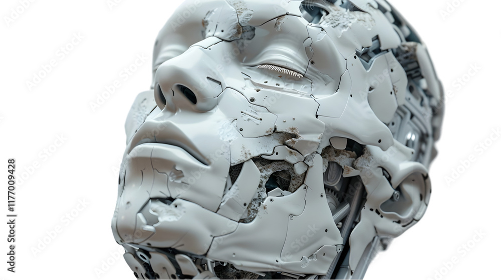 Realistic Exoskeleton Cyborg male face PNG on white and - sci-fi ...