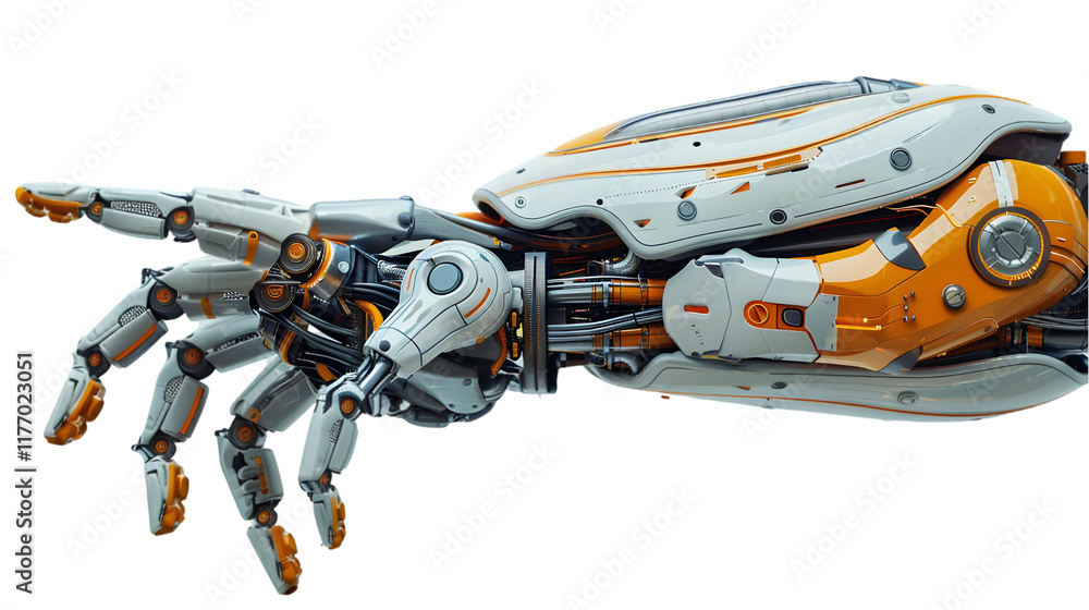 Sci-Fi robotic arm or detailed futuristic claw. Gripper manipulator or ...