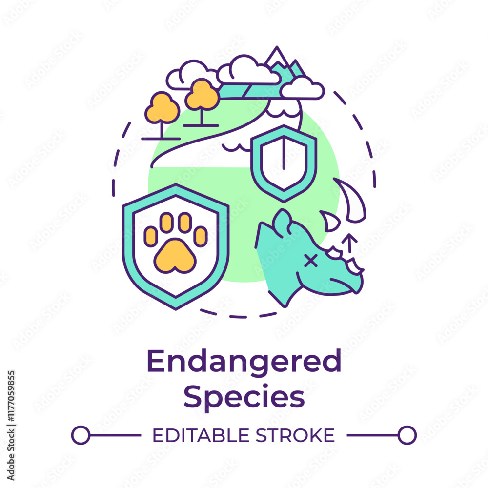 Endangered species multi color concept icon. Ecological balance ...