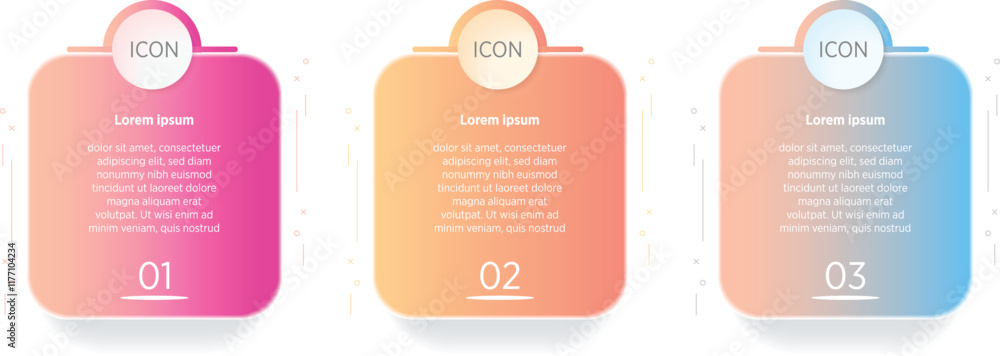 Colorful Business infographic template. 3 Step timeline journey. Process diagram, 3 options on ...