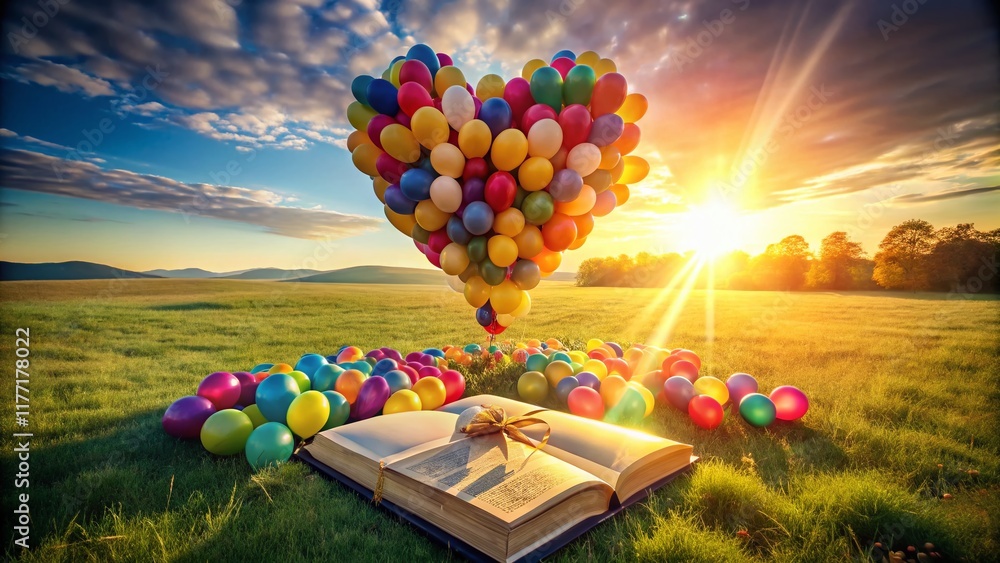 Aerial View Happy Birthday Bible Verse Celebration - Colorful Balloons ...