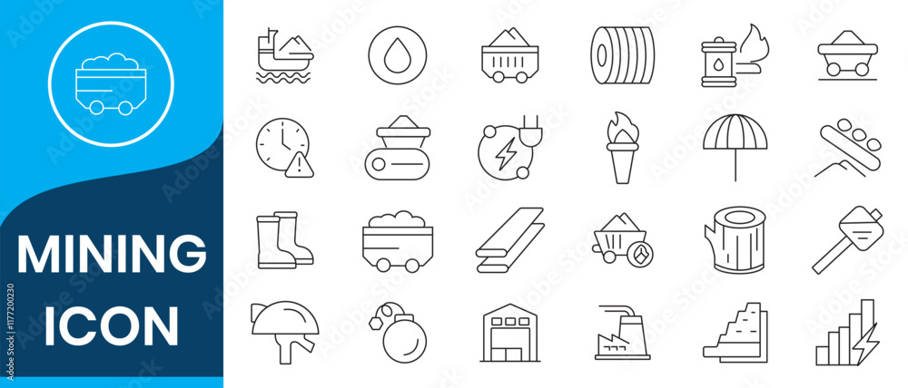 Mining icons. mining trendy minimal icons. Mining web icons in line ...