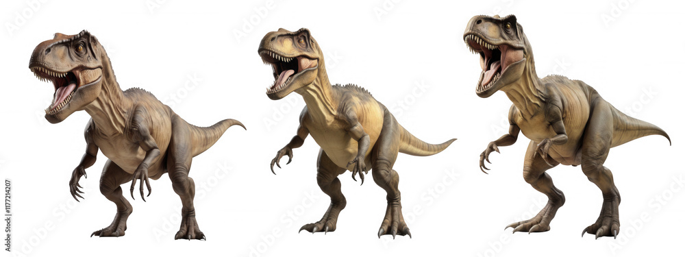 Dynamic Poses of a T-rex Dinosaur Set Collection With Transparent ...
