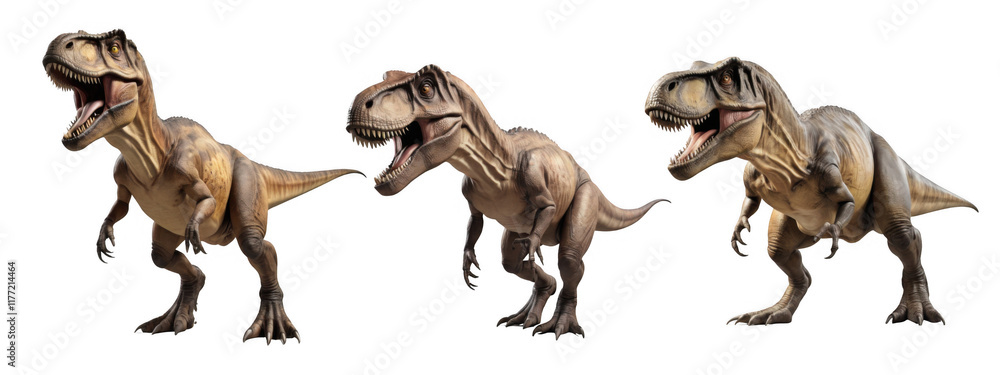 Dynamic Poses of a T-rex Dinosaur Set Collection With Transparent ...