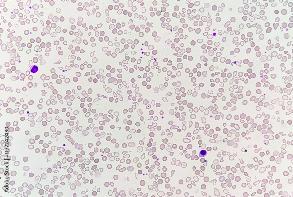 Hematological slide of Microscopic image showing severe microcytic ...