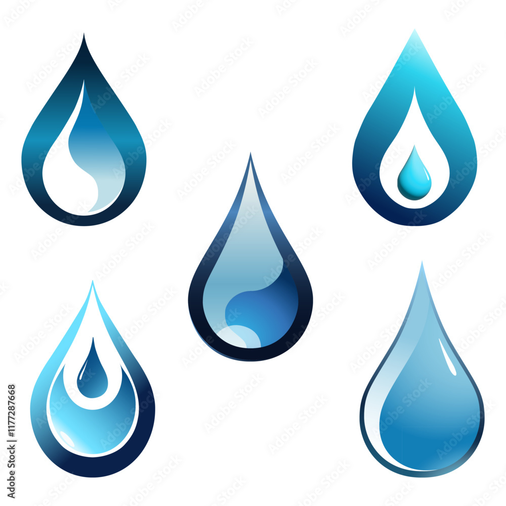 Set of water drop logos. Vector logos. Isolated logos Stock Vector ...