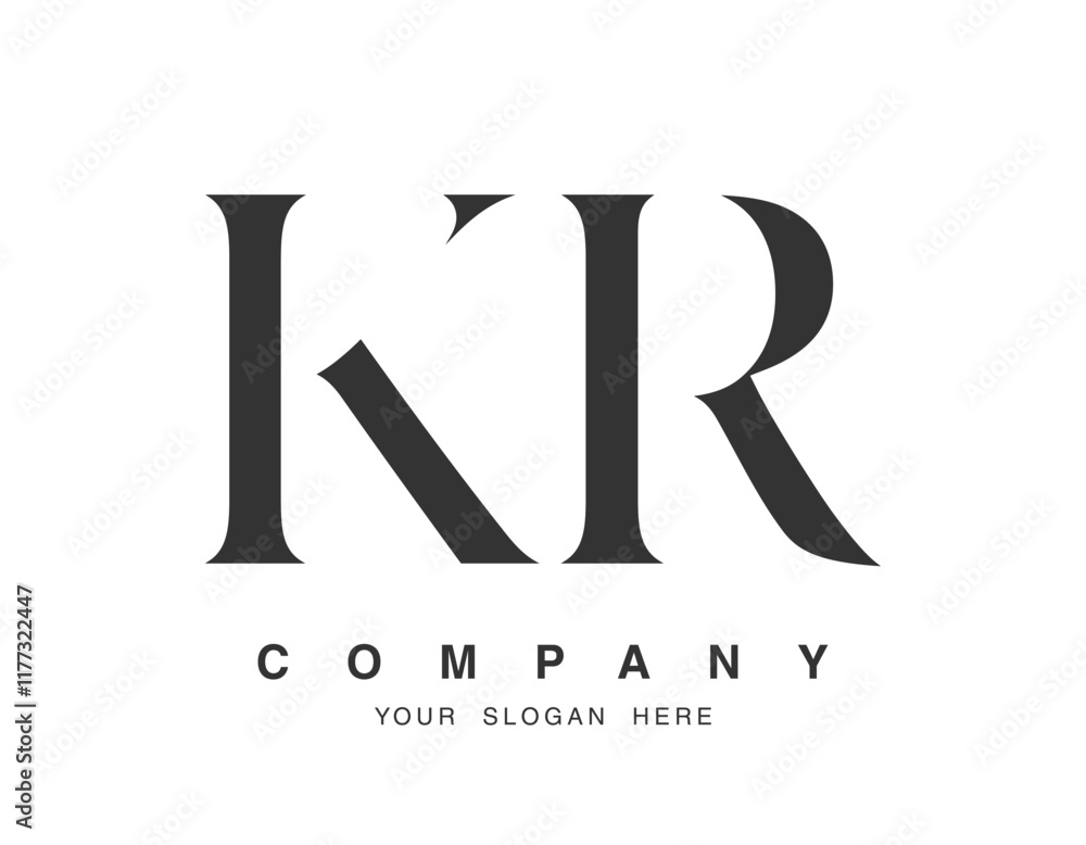 KR logo design. Initial letter k and r serif font style. Creative ...