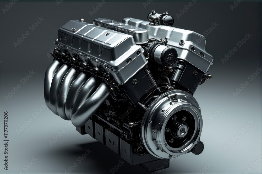 This combustion engine highlights complex mechanics and engineering ...