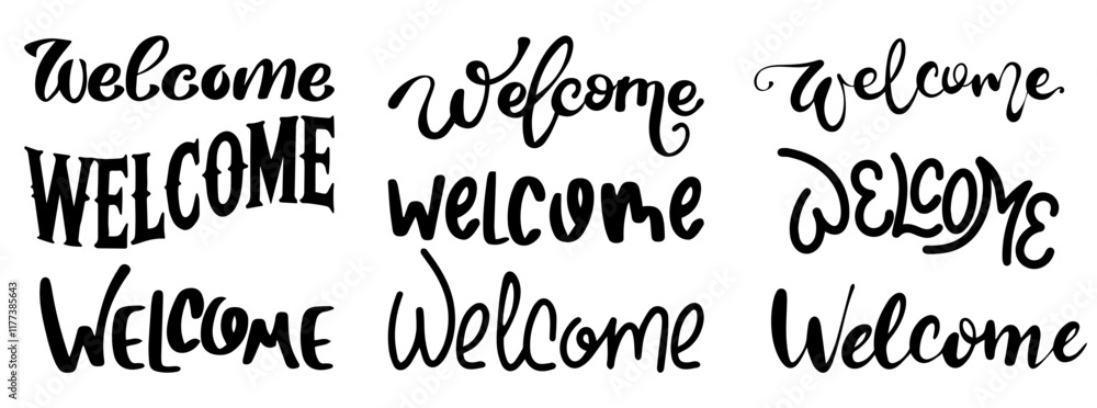 Welcome sign. Wedding text font. Handwritten letter script for ...