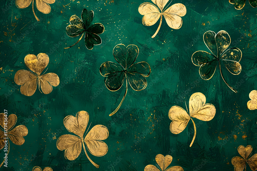 Emerald Green Shamrock Pattern: A vibrant, textured backdrop featuring ...