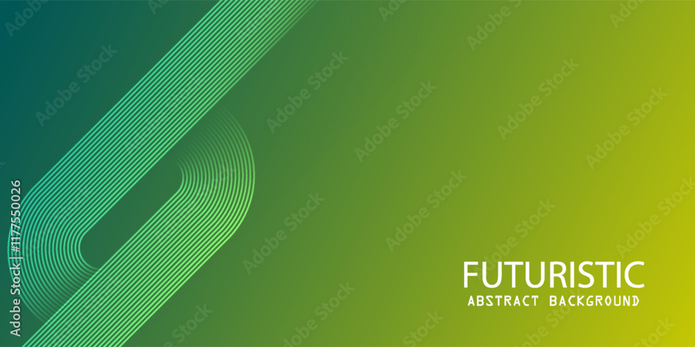 green abstract background. Geometric round lines pattern. Modern shiny ...