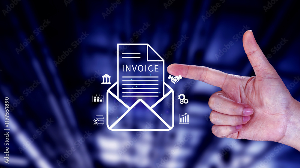 Invoice and online digital statements concept, using touch with invoice ...