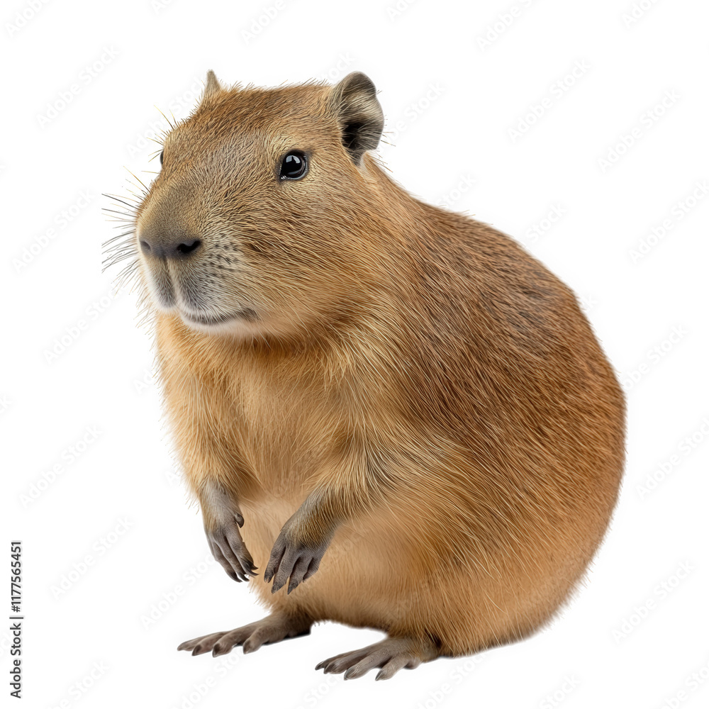 cute. fluffy rodent with a rounded body and short limbs. standing ...