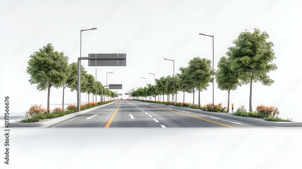 High-Occupancy Vehicle Lane on Highway with Clear Lane Markings and ...