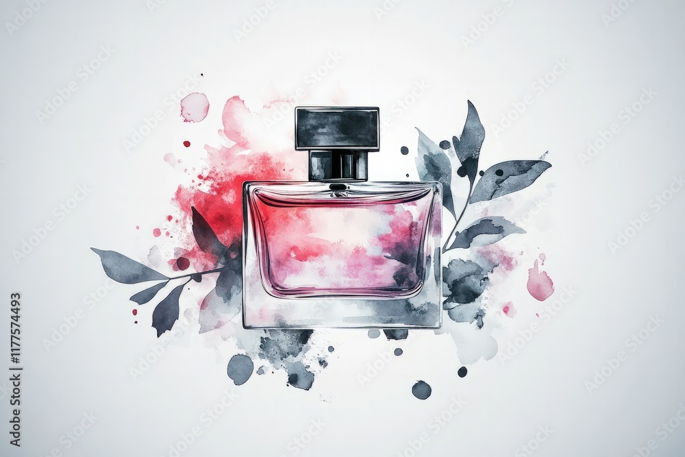 Artistic perfume advertisement poster with abstract watercolor visuals ...