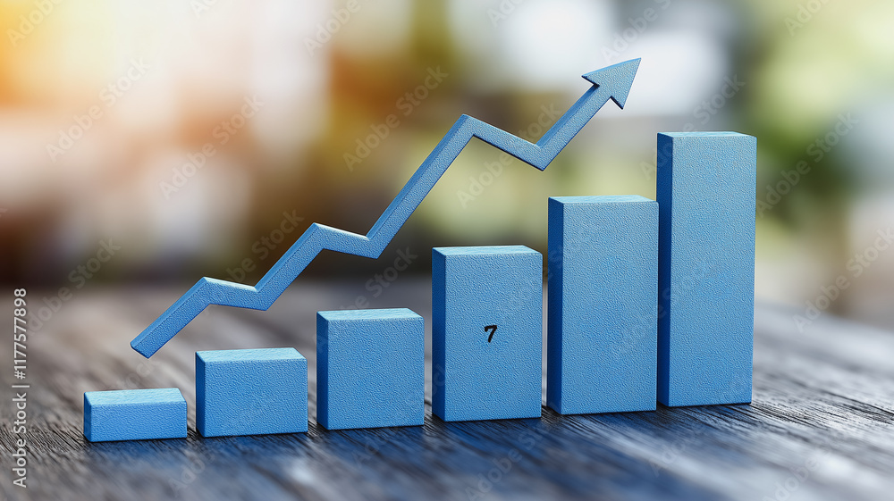 Blue Growth Chart: A blue growth chart with an upward trend arrow. The ...