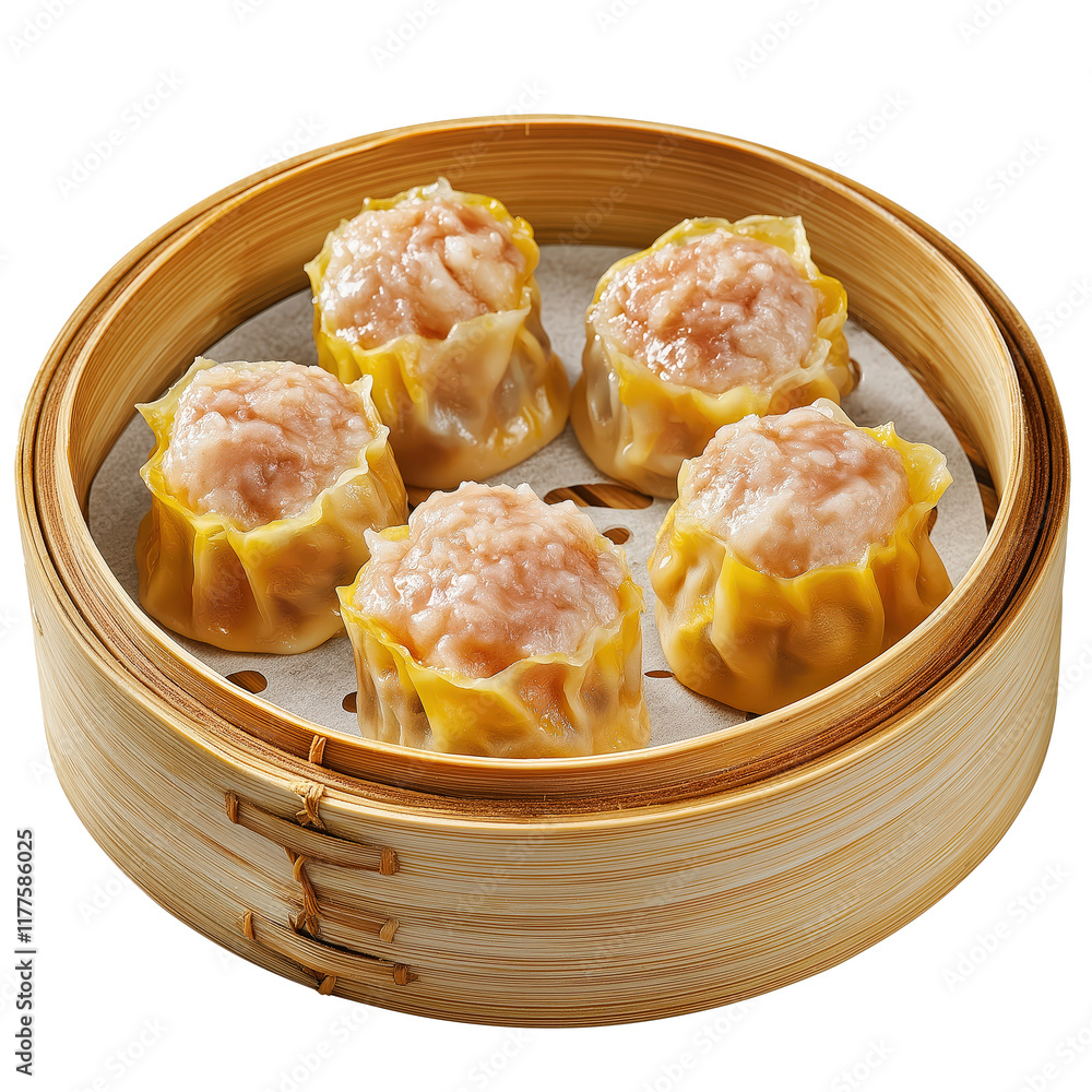 Shumai in bamboo steamer, siu mai, dim sum, Chinese food, isolated on ...