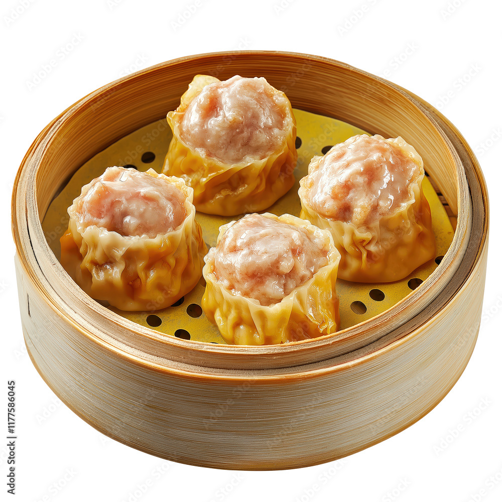 Shumai in bamboo steamer, siu mai, dim sum, Chinese food, isolated on ...