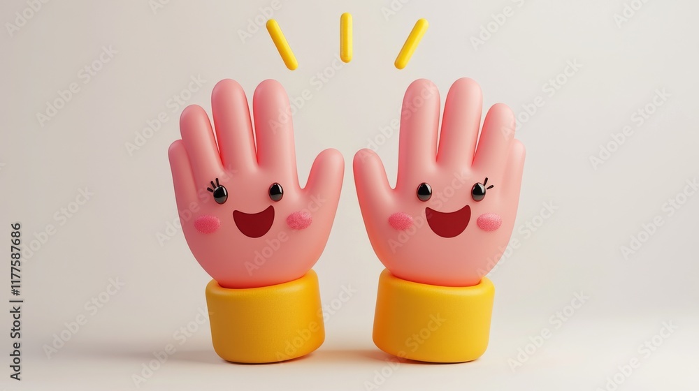 Cheerful High Five Cartoon Hands Celebrating A Successful Interaction ...