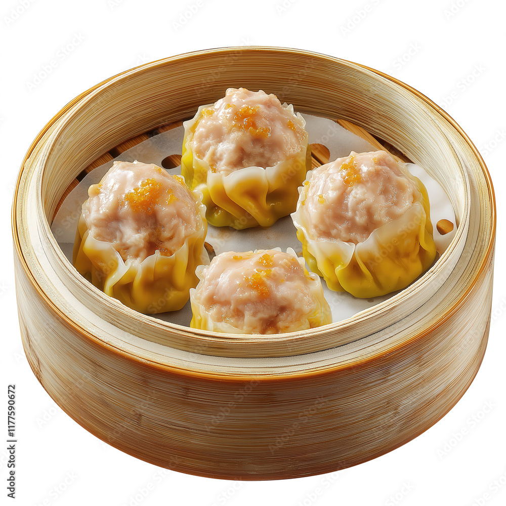 Shumai in bamboo steamer, siu mai, dim sum, Chinese food, isolated on ...
