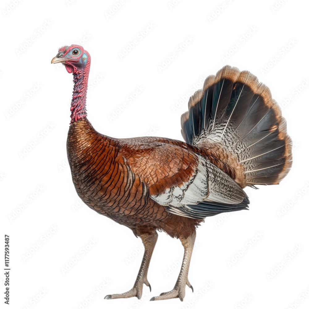 vibrant. detailed depiction of a turkey standing upright against a ...