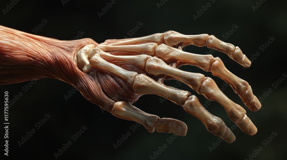 Anatomically Detailed Human Hand with Muscles and Bones Exposed ...