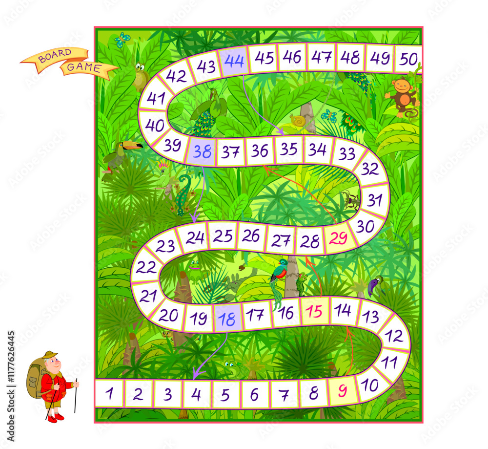 Vector de Stock Board game for little children with a dice. Adventure ...