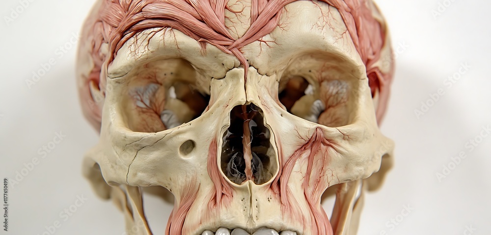 Anatomical detail of the human skull, focusing on bone structure and ...