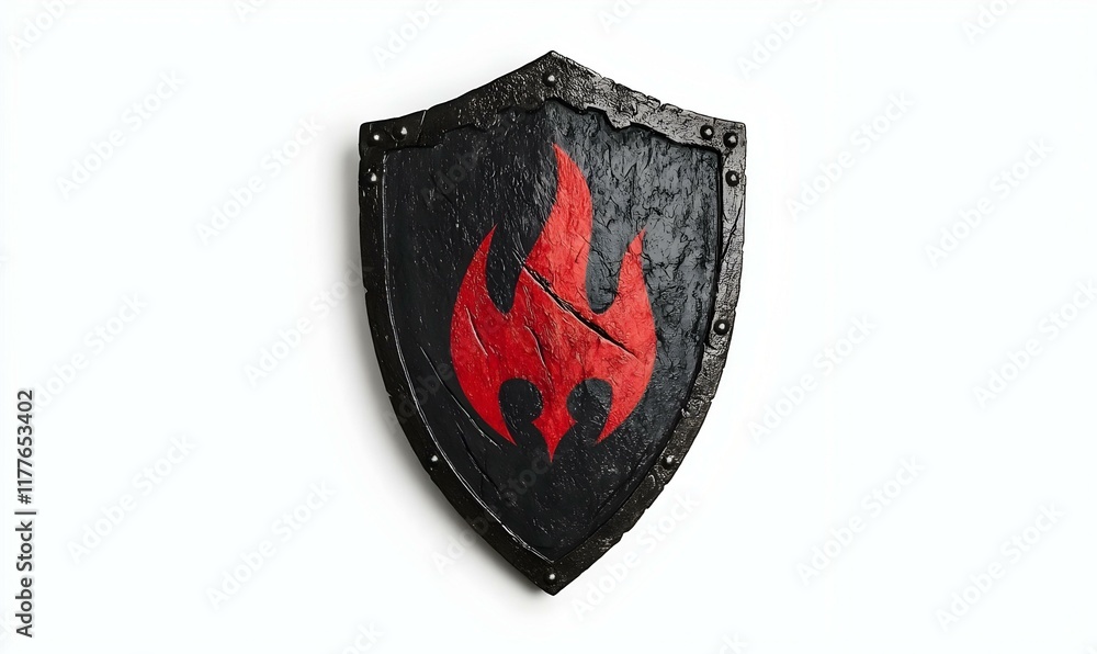 Viking Shield with Fiery Emblem, a striking representation of Norse ...