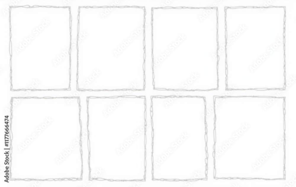 Nostalgic storyboard layout: collection grid of eight empty frames ...