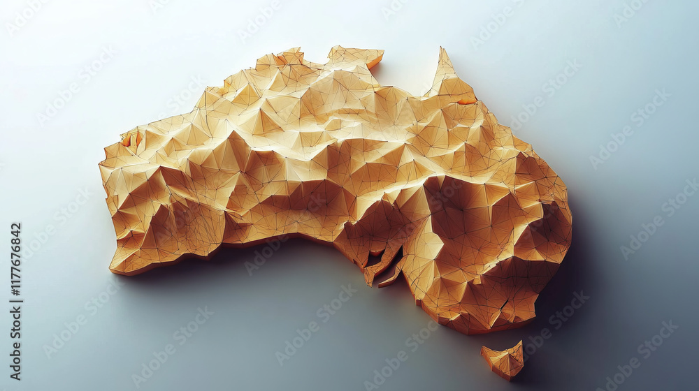 Hologram Of Australia. Map of Australia from polygons, triangles points ...
