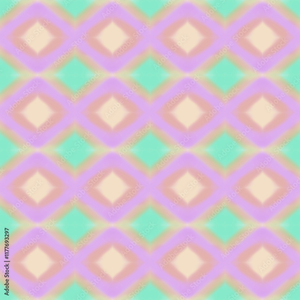Seamless pastel design featuring diamond shapes with soft pink, green ...