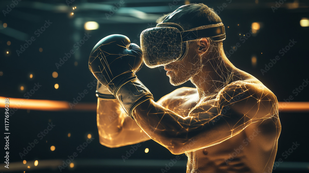 Ilustración de Stock Hologram boxers. Boxing of polygons, triangles of ...