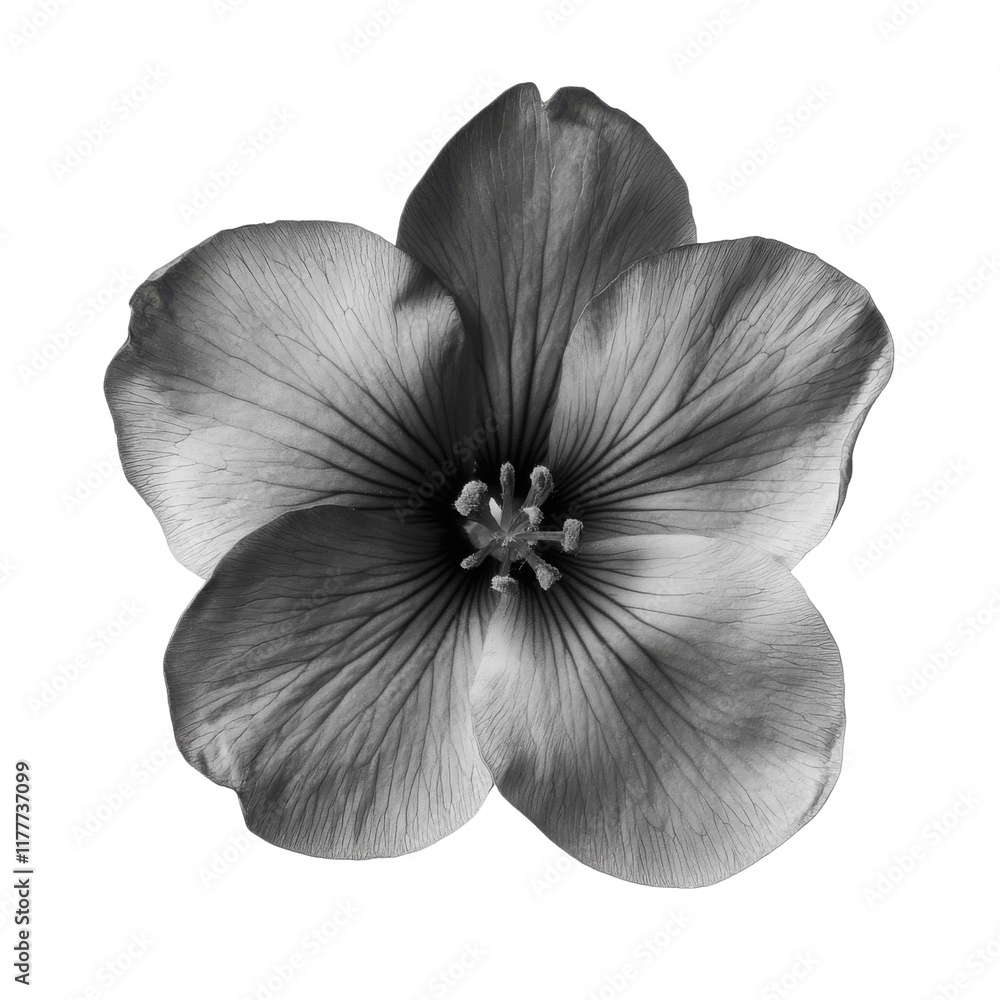 Scarlet Pimpernel wild flower in black and white color on transparent ...