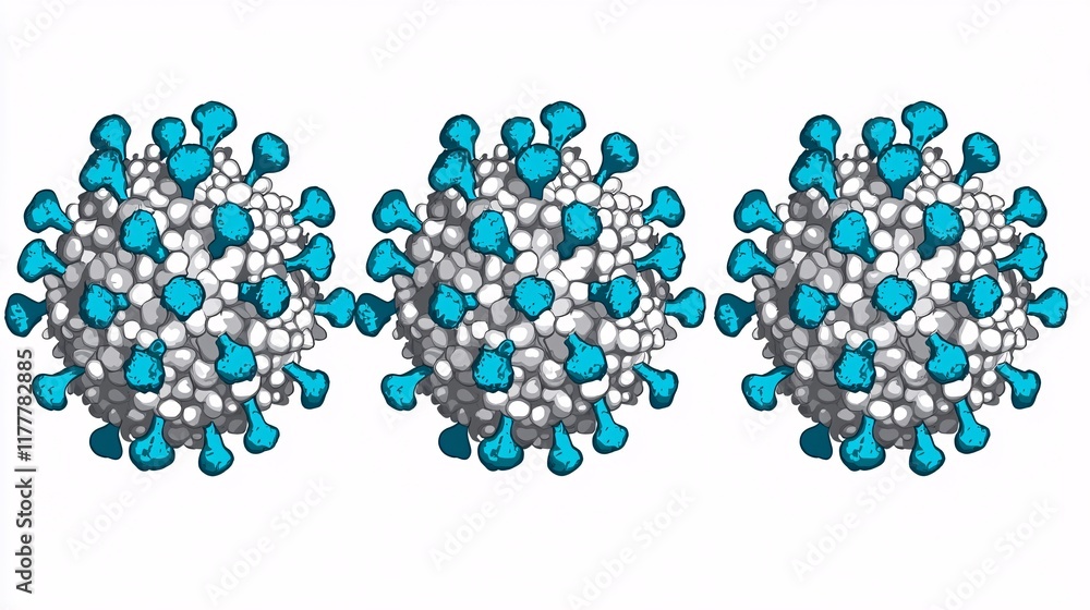 stylized vector drawing of the norovirus structure, with a focus on the ...