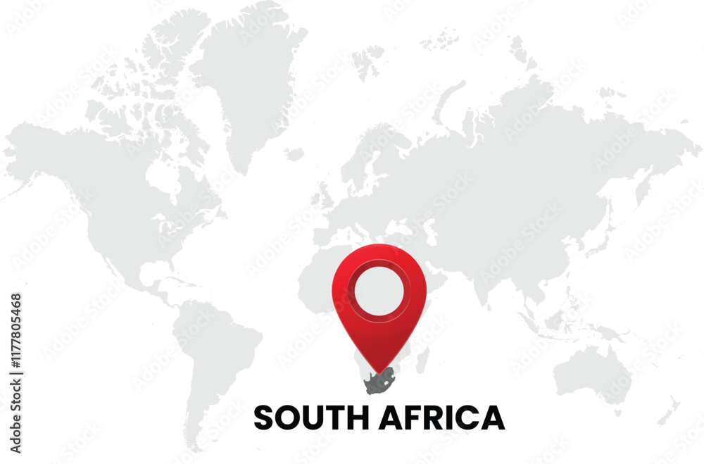 World map on white background. World map with country South Africa ...
