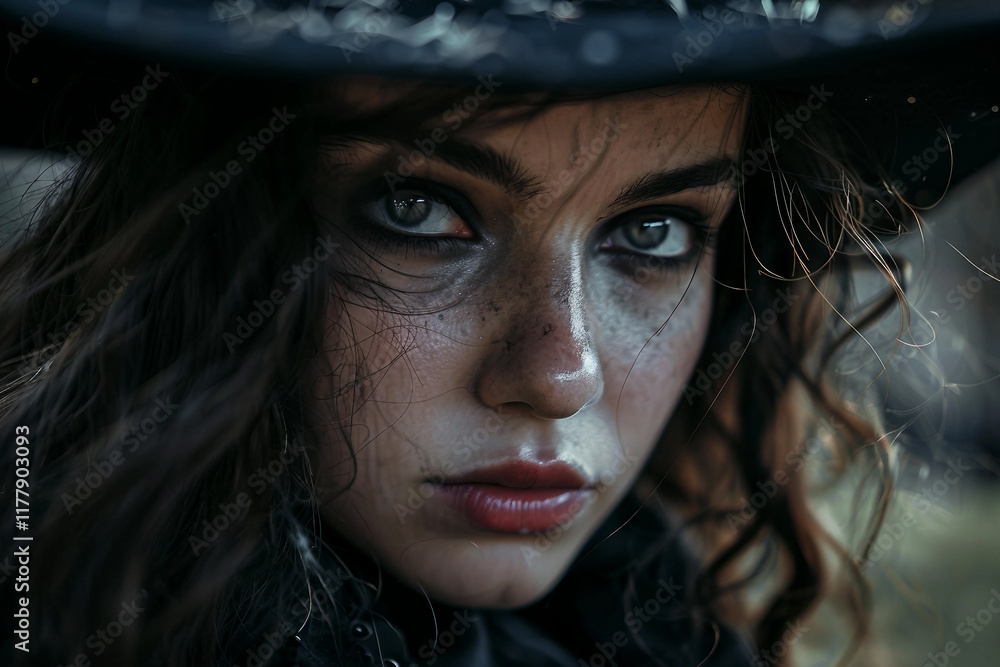 Generative AI portrait of mysterious Salem witch with captivating dark ...