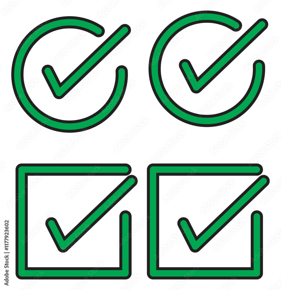Check box icon with correct, accept checkmark icons tick box checked ...