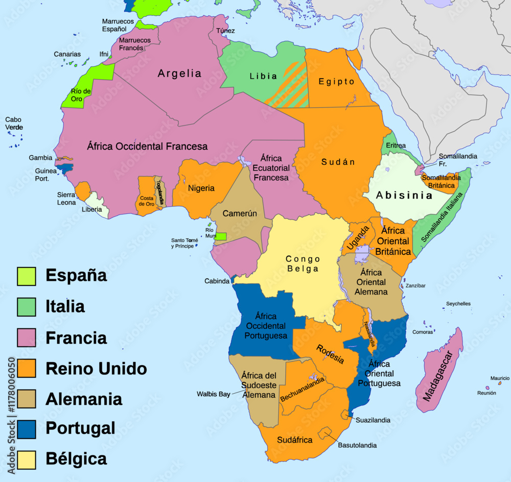 africa map in 1914 with colonies Stock Vector | Adobe Stock