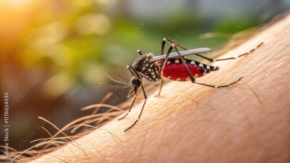 Zica virus aedes aegypti mosquito on human skin - Dengue, Chikungunya ...