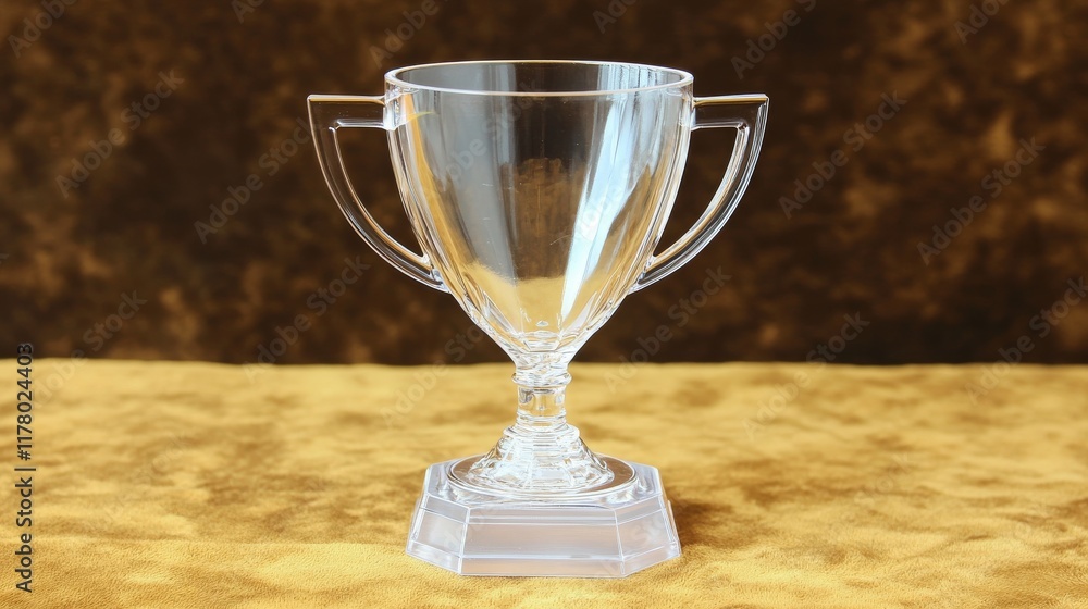 Glass transparent trophy mockup with empty acrylic shape on base ...